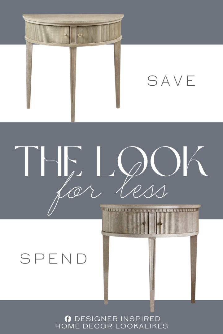 Kathy Kuo Home Demilune Antique Grey Console Table Dupe