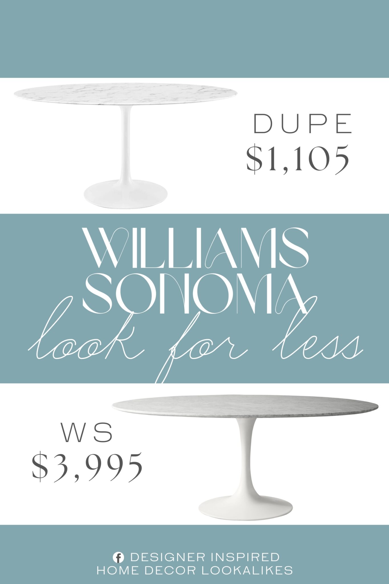Williams Sonoma Tulip Oval Pedestal Dining Table Dupe