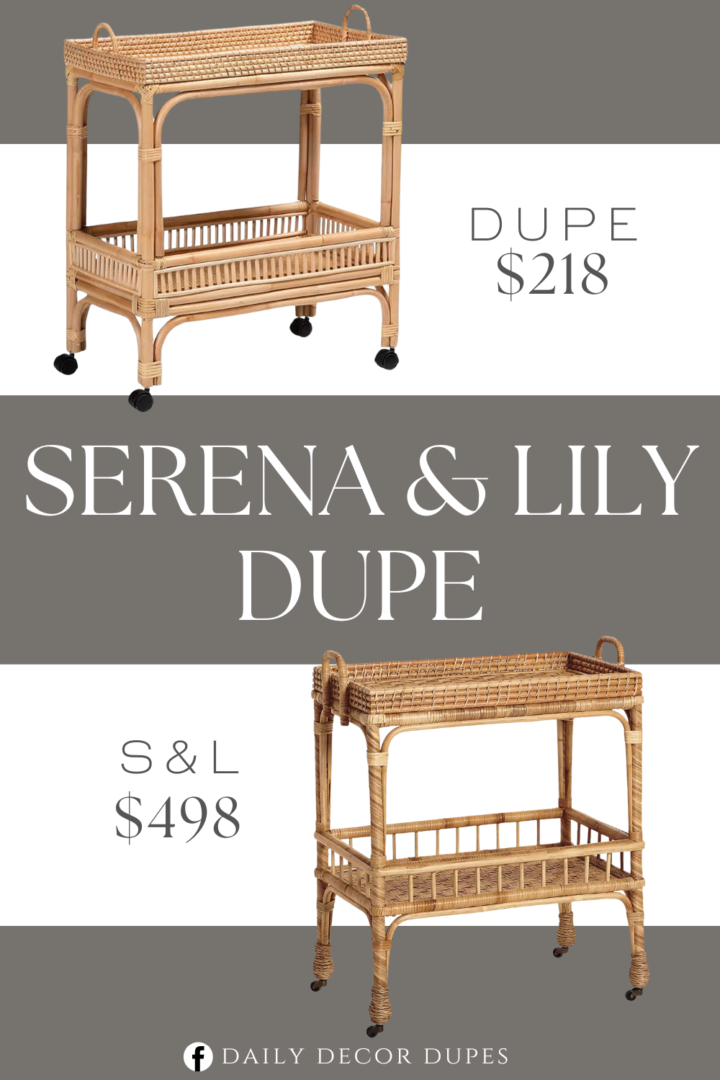 Serena & Lily South Seas Rattan Side Cart Dupe
